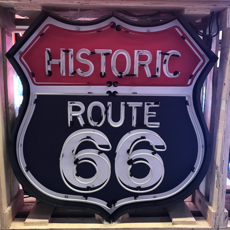 XL 35" Historic Route 66 Neon Sign Vintage Americana Bar Diner Wall ...
