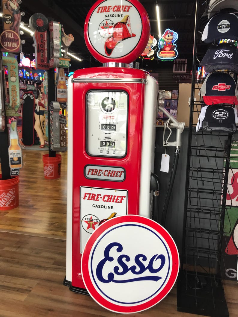 24" Red Crown Gasoline Sign Oil and Gas Station Decor Garage Decor for ...