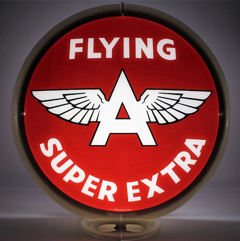 13.5" Flying A Red Gas Pump Globe WITH or WITHOUT Heavy Duty Light Base ...