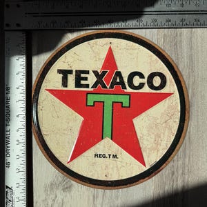 1936 Texaco Steel Sign 12" Texaco Gas Signs Gas Station Garage Decor ...
