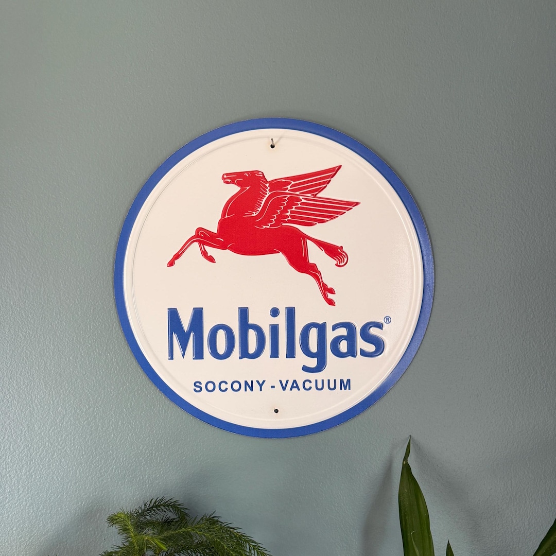 Mobilgas Steel Sign 12" Mobil Pegasus Gas Signs Gas Station Garage ...