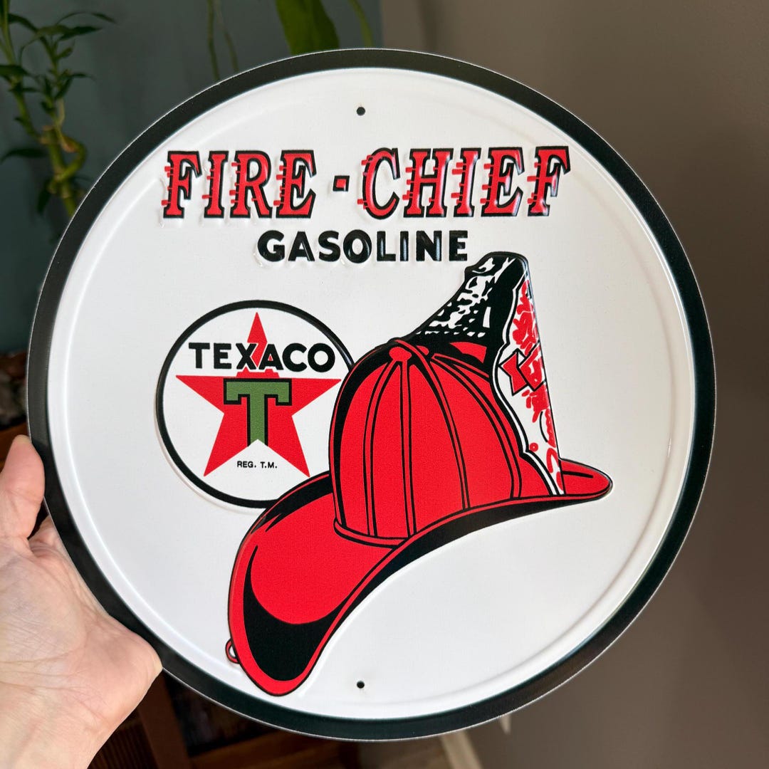 Texaco Fire Chief Steel Sign 12" Texaco Gas Signs Gas Station Garage ...