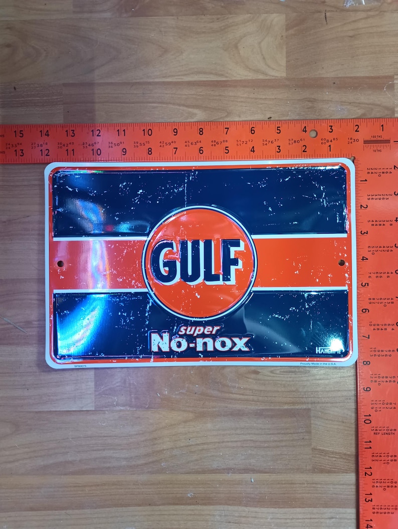 Gulf No Nox Small Parking Sign Tin Gulf Gas Station Signs Petro Garage ...