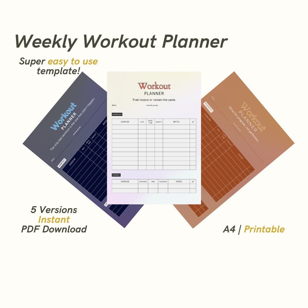 Weekly 7-day Workout Planner, Printable, Weekly Fitness Planner ...