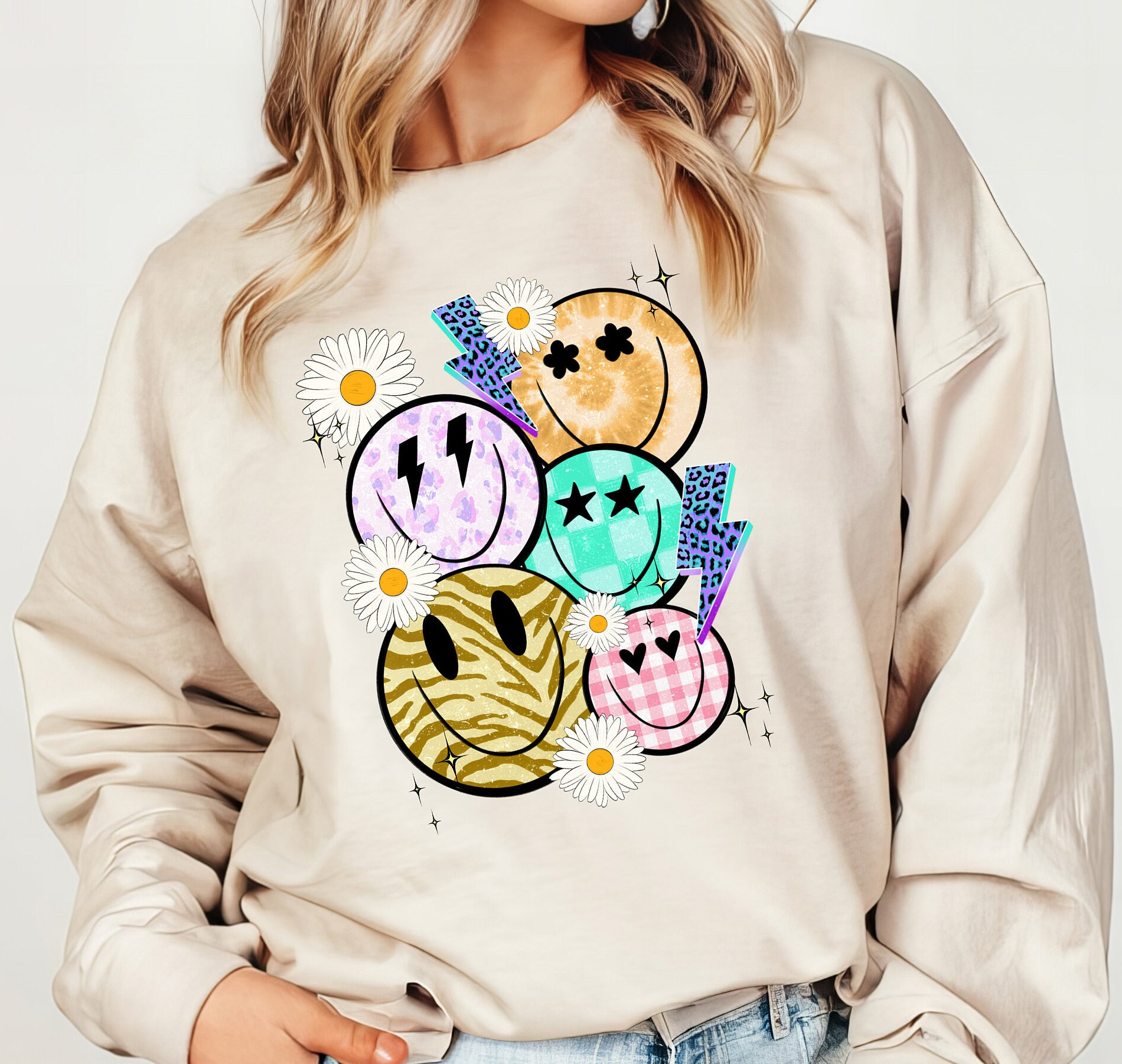 Smiley Face Collage Distressed Smiley Face Png, Groovy Smiley Face Png ...