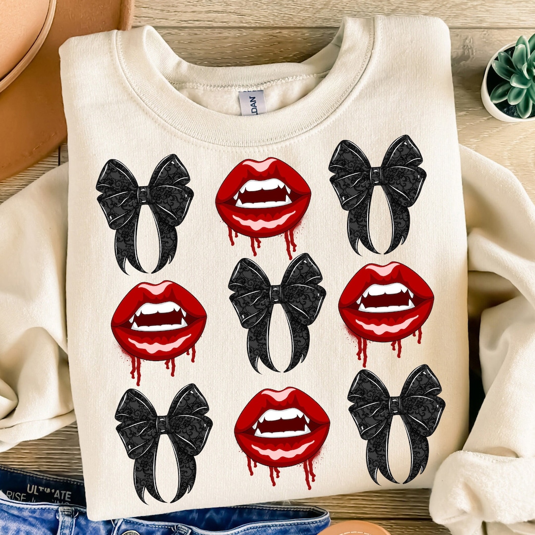 Halloween Vampire Coquette Bow Png Sublimation Design Download ...