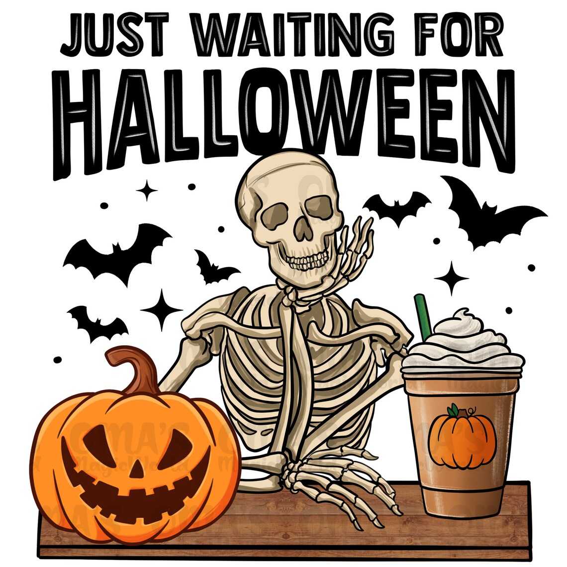 Just Waiting for Halloween Png Sublimation Design Download, Halloween ...