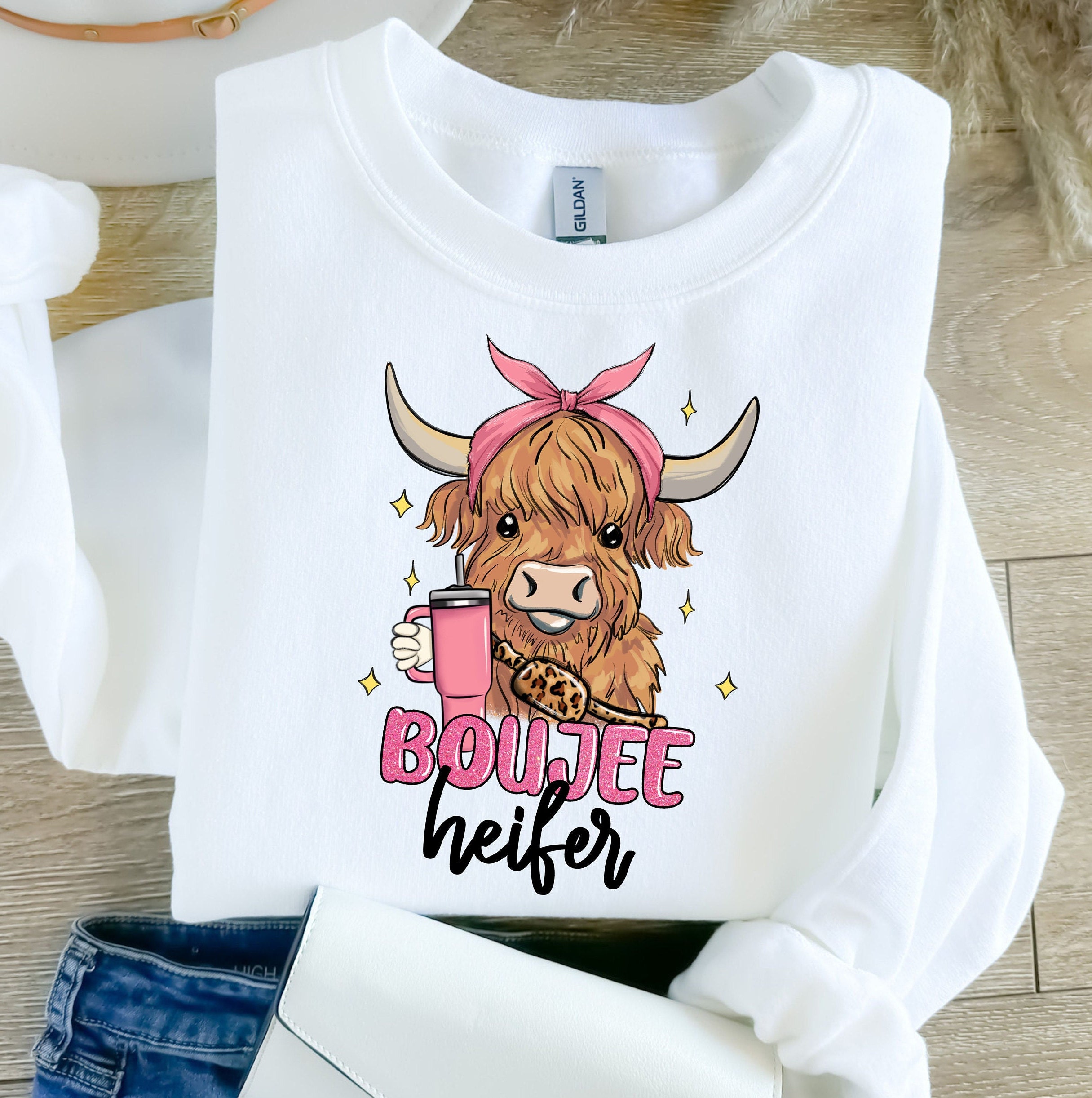 Cow Boujee Heifer Png Sublimation Design Download, Hand Drawn Cow Png ...