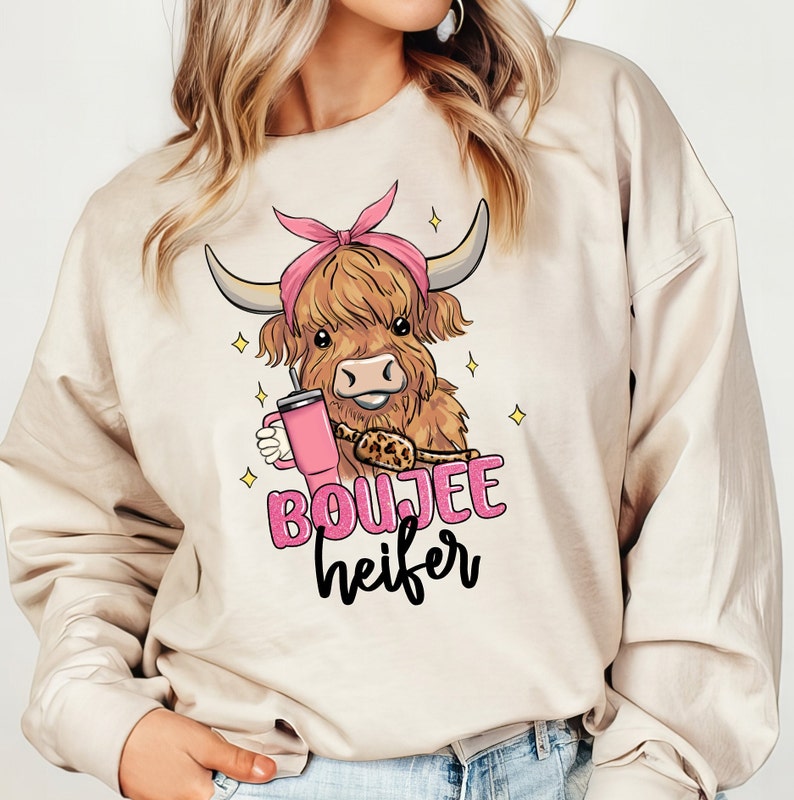 Cow Boujee Heifer Png Sublimation Design Download, Hand Drawn Cow Png ...