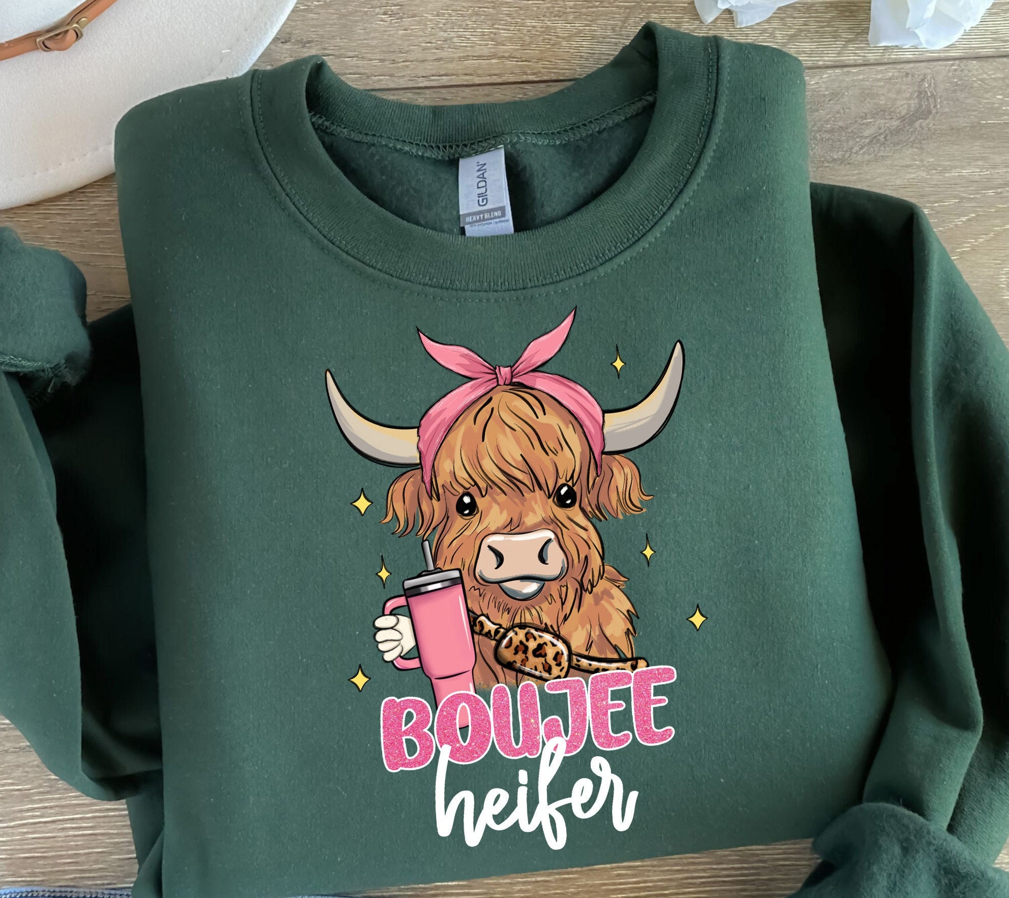 Cow Boujee Heifer Png Sublimation Design Download, Hand Drawn Cow Png ...