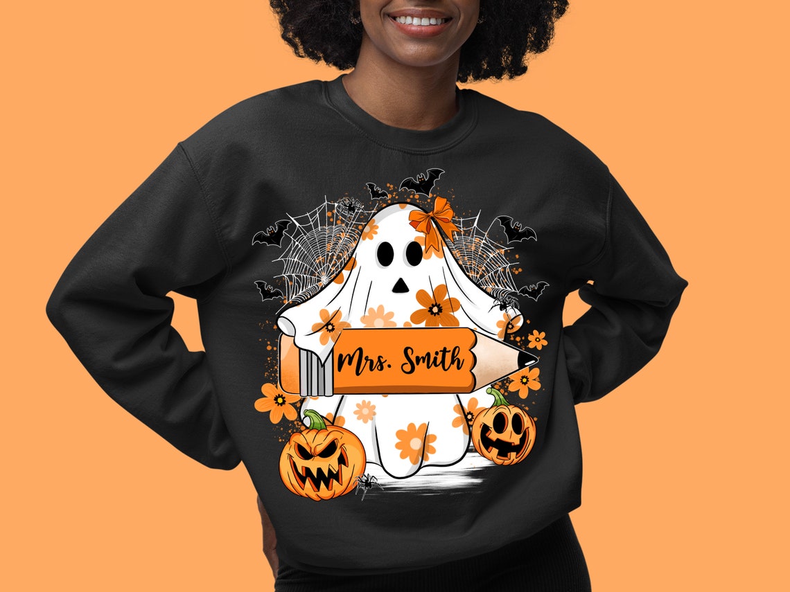 Personalized Floral Teacher Halloween Png Sublimation Design Download ...