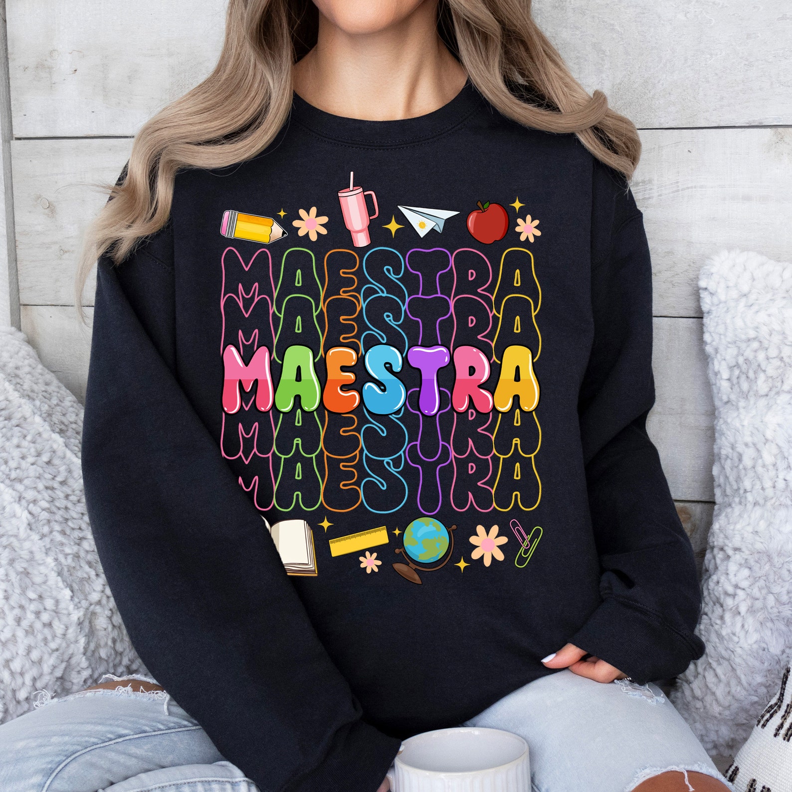 Retro Maestra Png Sublimation Design Download, Teacher's Day Png ...