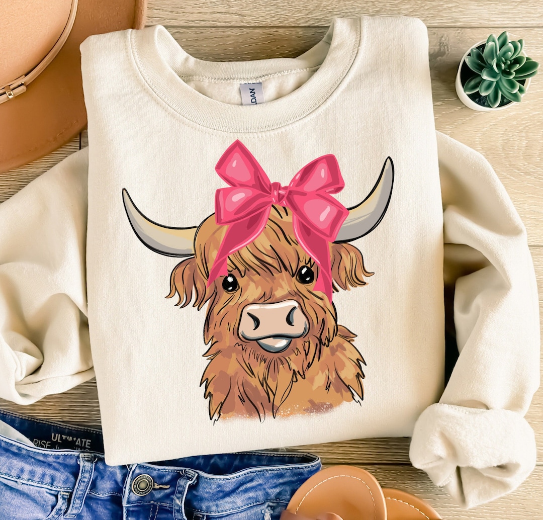 Cow Pink Ribbon Png Sublimation Design Download, Hand Drawn Cow Png ...