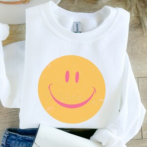 Smiley Face Png Sublimation Design Download, Yellow and Pink Smiley ...
