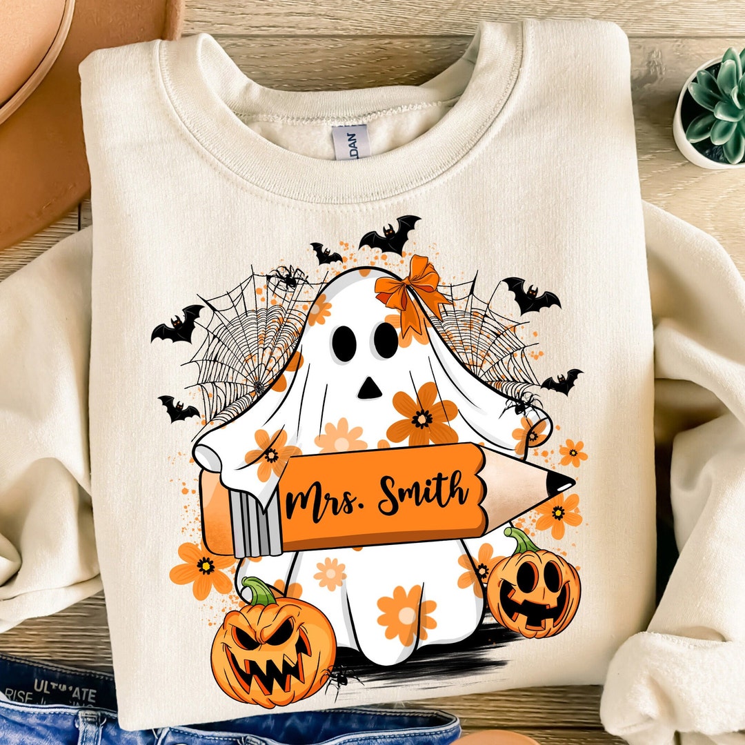 Personalized Floral Teacher Halloween Png Sublimation Design Download ...