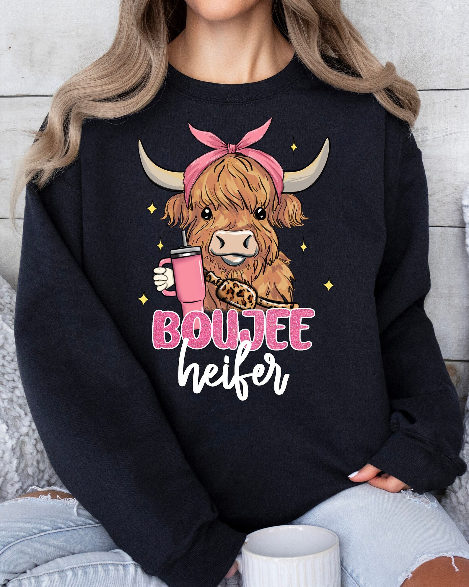 Cow Boujee Heifer Png Sublimation Design Download, Hand Drawn Cow Png ...