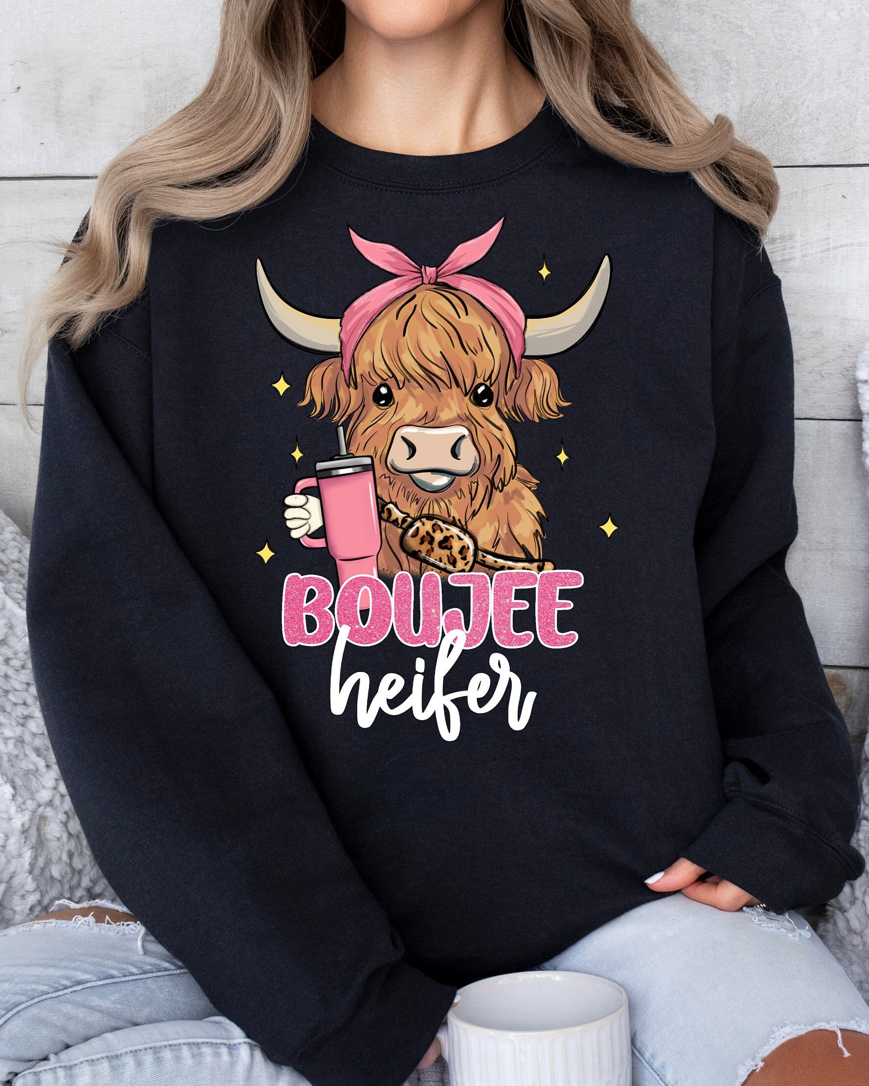 Cow Boujee Heifer Png Sublimation Design Download, Hand Drawn Cow Png ...