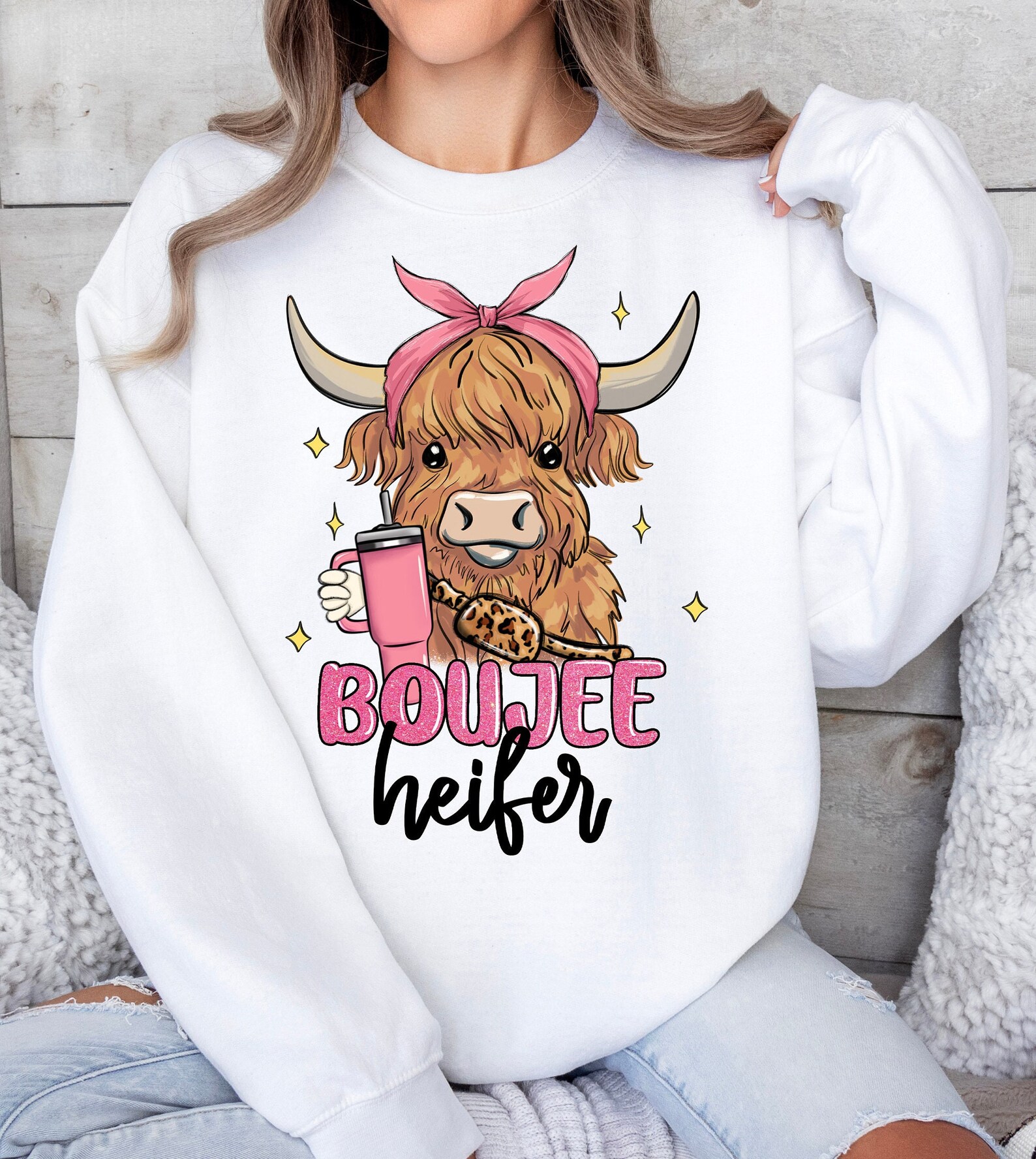 Cow Boujee Heifer Png Sublimation Design Download, Hand Drawn Cow Png ...