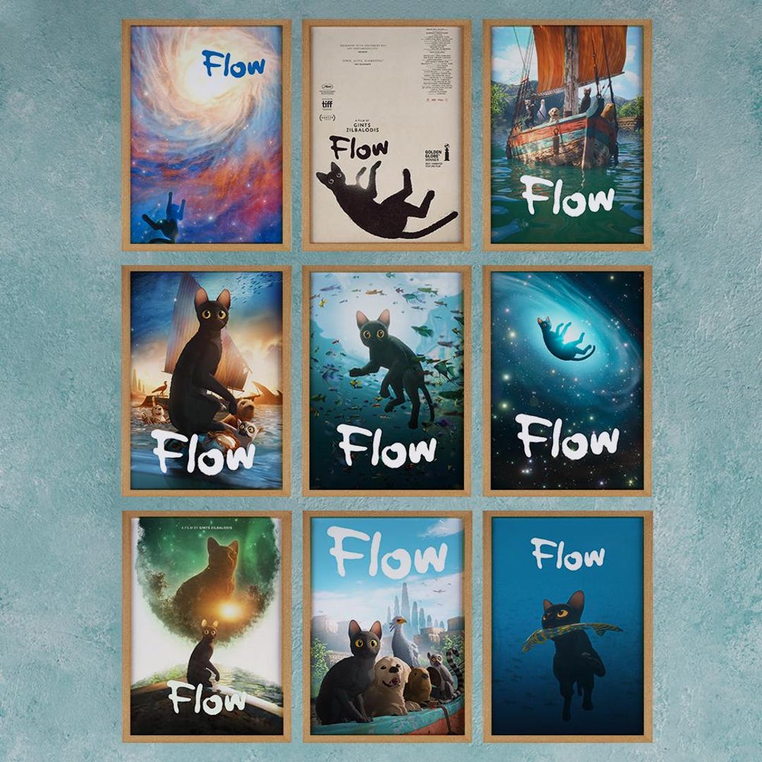 Flow 2024 Movie Poster Straume Wall Art Decor Rome Decor Film Poster ...