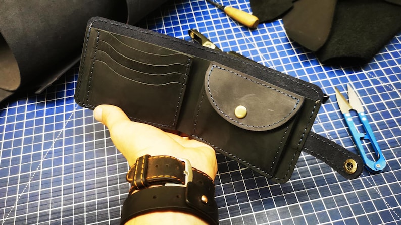 PDF Pattern for Making Leather Men Bifold Wallet With Coin Pouch 4 Card ...