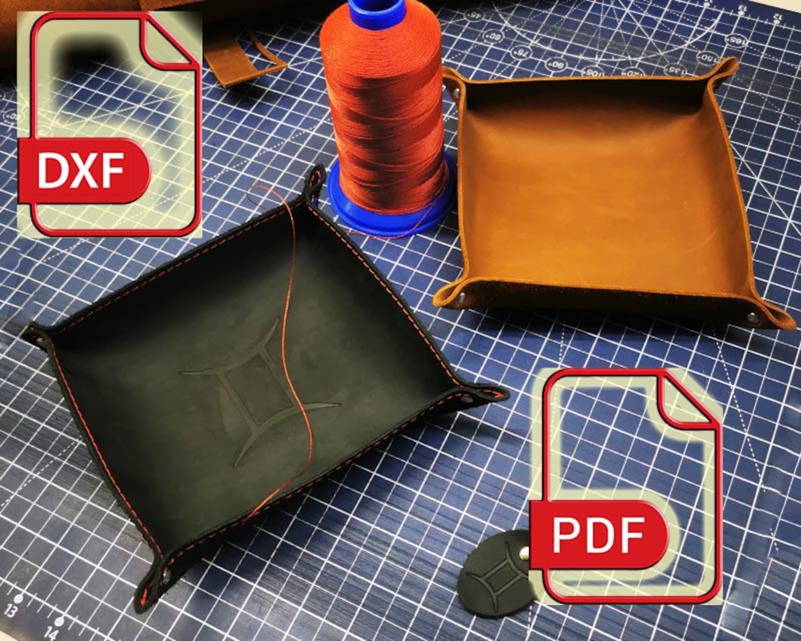 PDF Patten Template for Valet Tray Making 2 Size + With 4mm Stitching ...