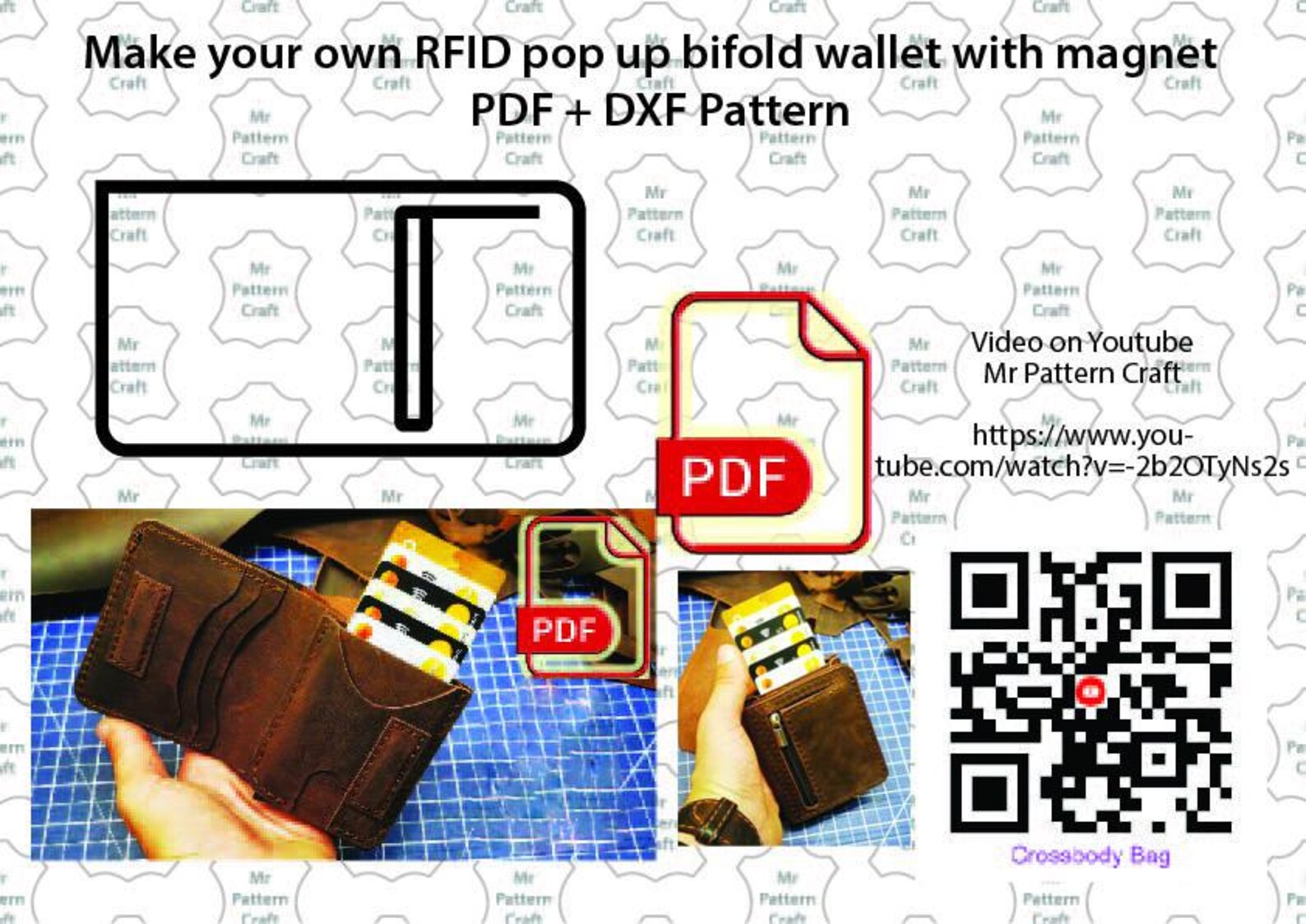 PDF Pattern for Modern Men Bifold Wallet With Pop up Rfid Card Holder ...