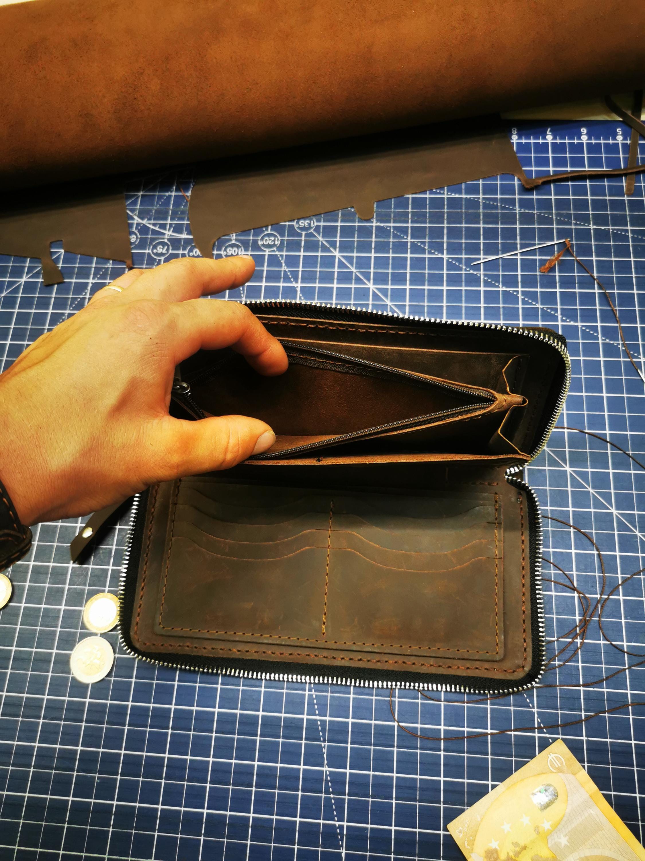 PDF Pattern for Zipper Around Leather Long Wallet Purse With Wristlet ...