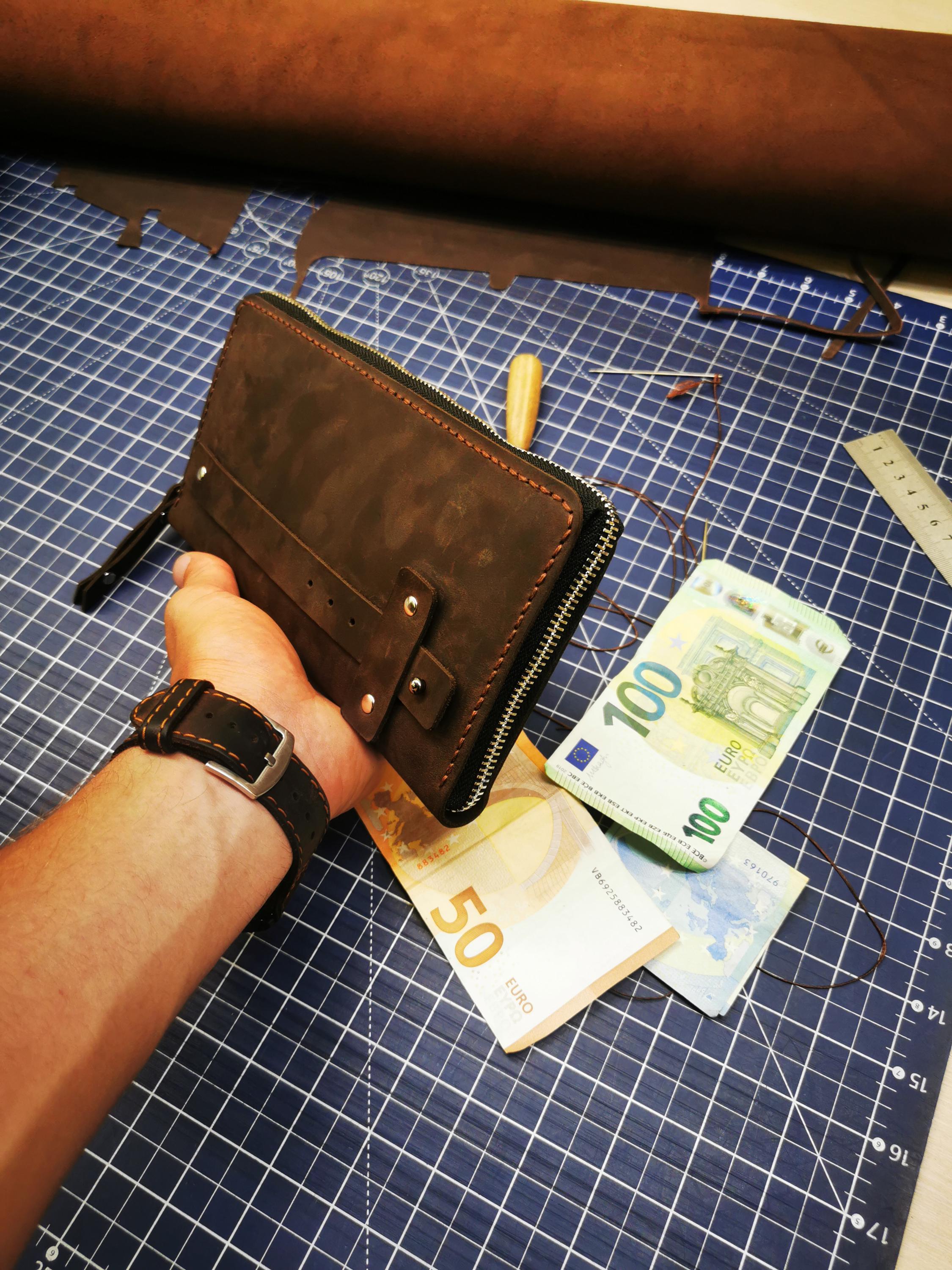 PDF Pattern for Zipper Around Leather Long Wallet Purse With Wristlet ...