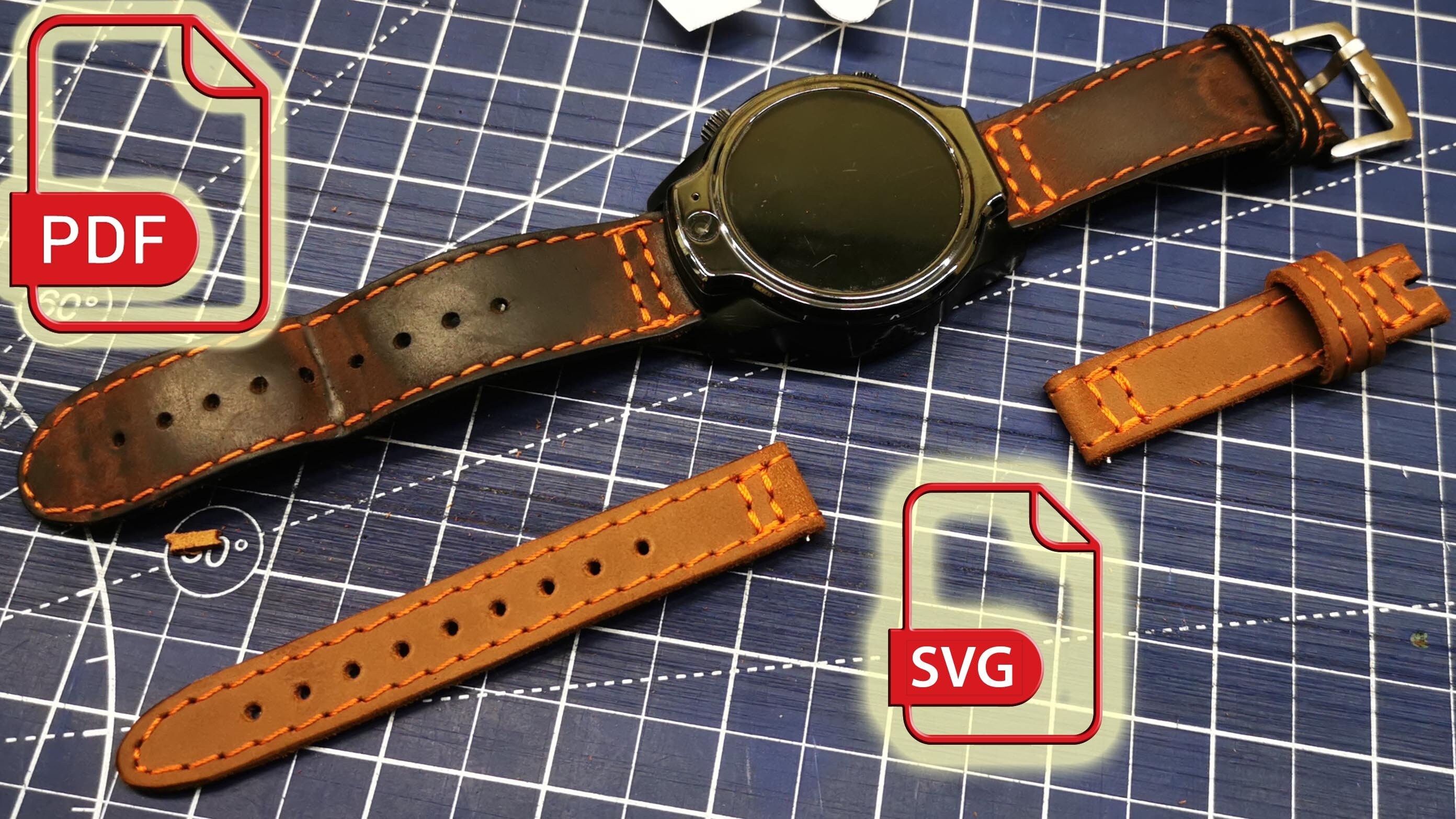 5 in 1 Bundle Leather PDF SVG Watch Strap Patterns Templates Download ...