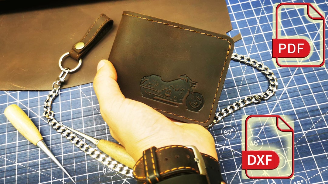 PDF Pattern Best Men Bifold Biker Wallet With Chain on Belt Loop - How ...