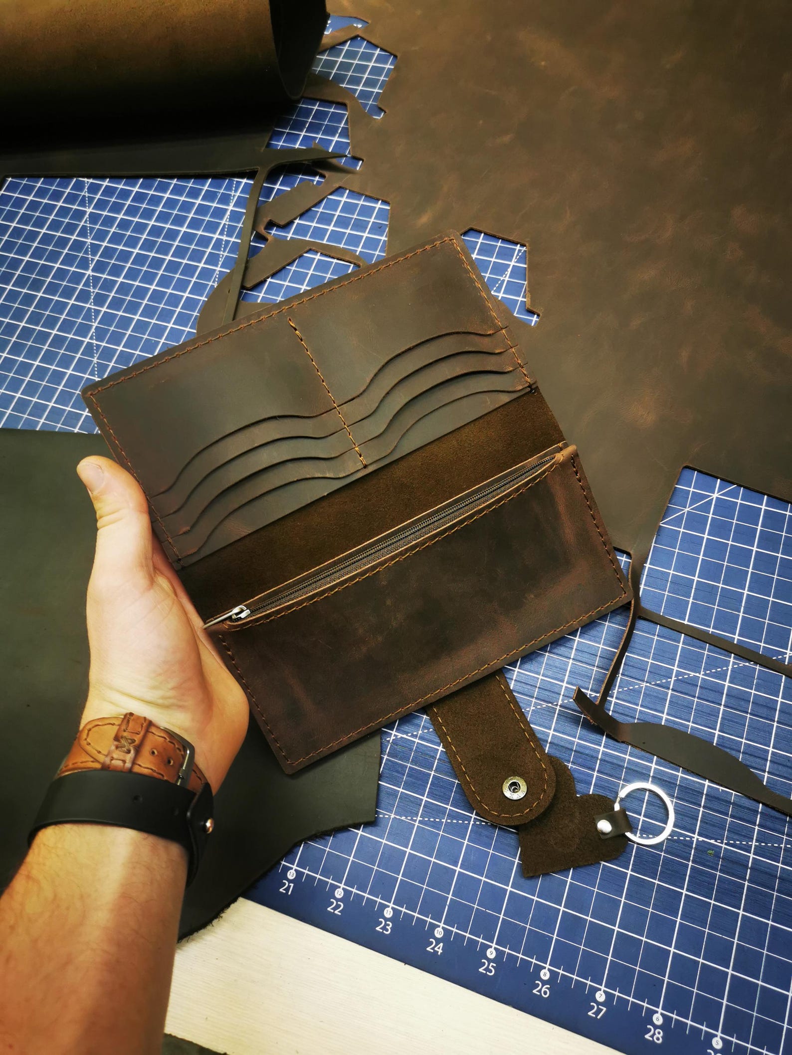 PDF Pattern for Long Wallet With Zipper Coin Pouch + Cash Slots and ...