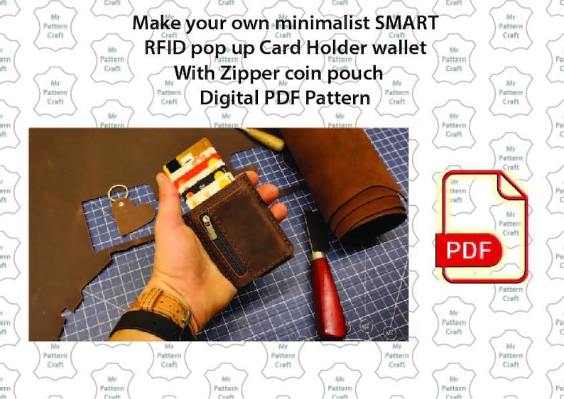 PDF Pattern for Minimalist Card Holder Wallet With Pop up RFID Card ...