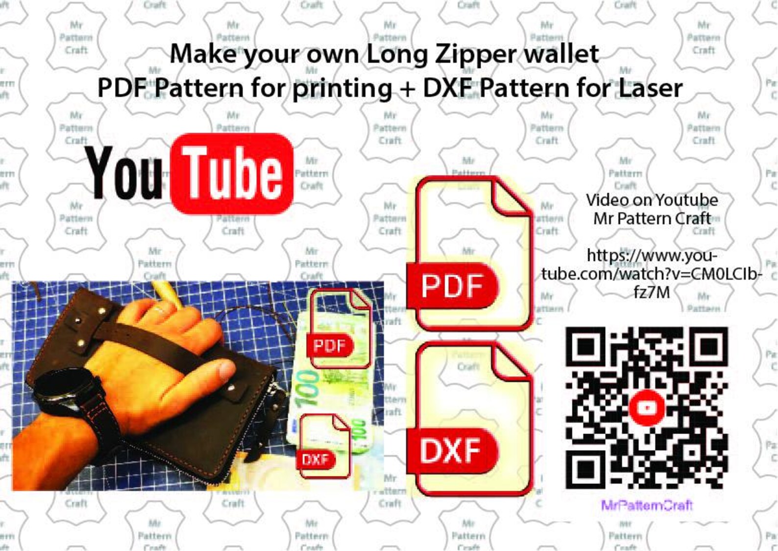 PDF Pattern for Zipper Around Leather Long Wallet Purse With Wristlet ...