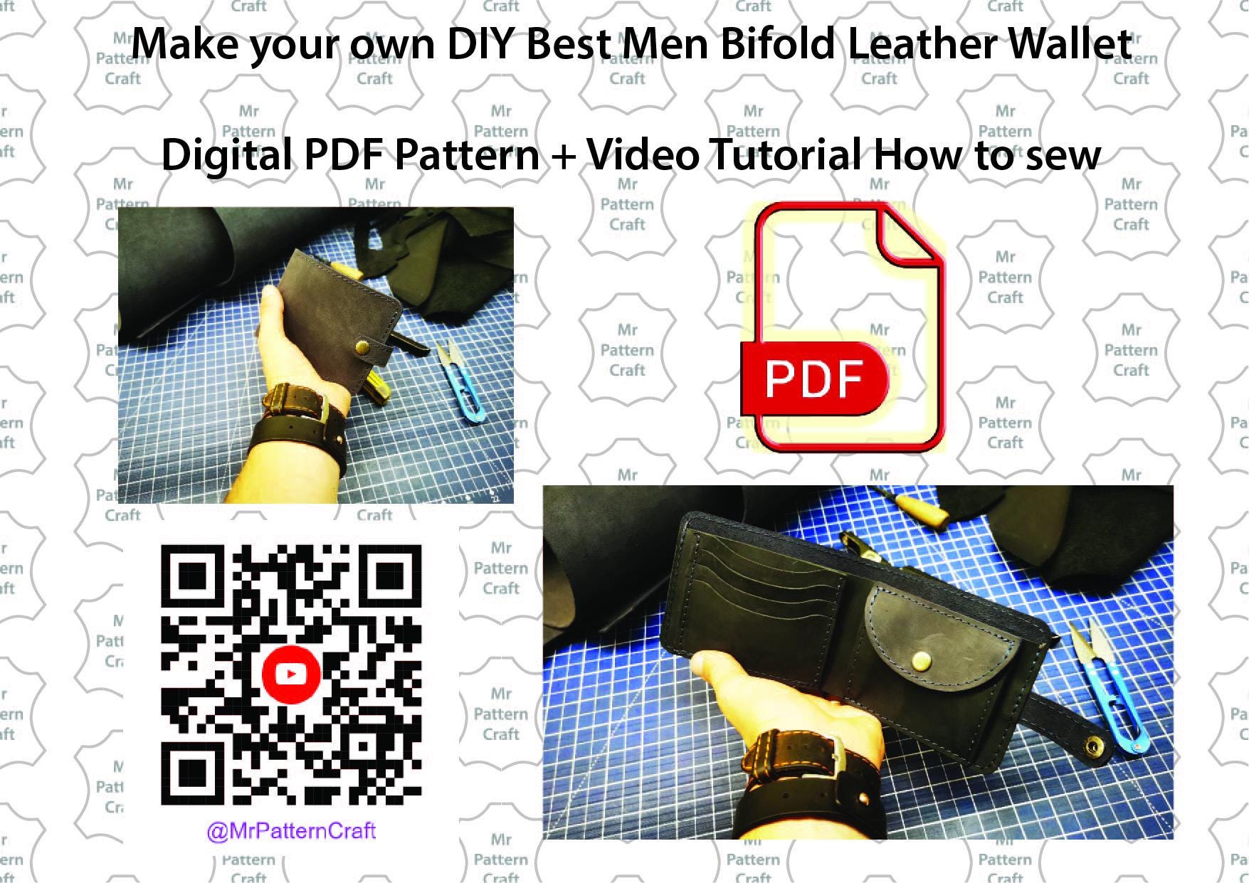 PDF Pattern for Making Leather Men Bifold Wallet With Coin Pouch 4 Card ...