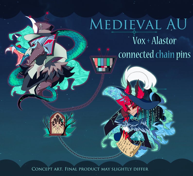 IN-HAND HH Medieval Alastor & Vox 3" Connected Hard Enamel Pins - Etsy