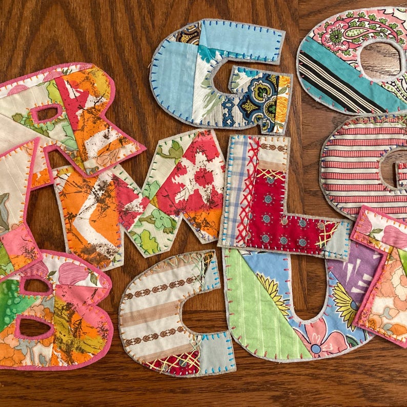 Vintage Quilt Fabric Alphabet Letter Patch: Hand Embroidered Felt ...