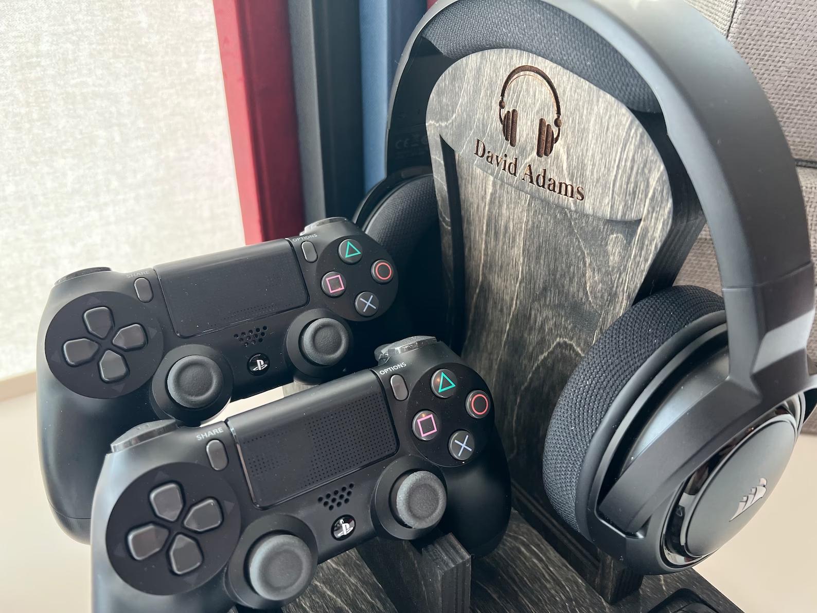 Custom Wooden PS5 & Xbox Controller and Headset Stand - Personalized ...