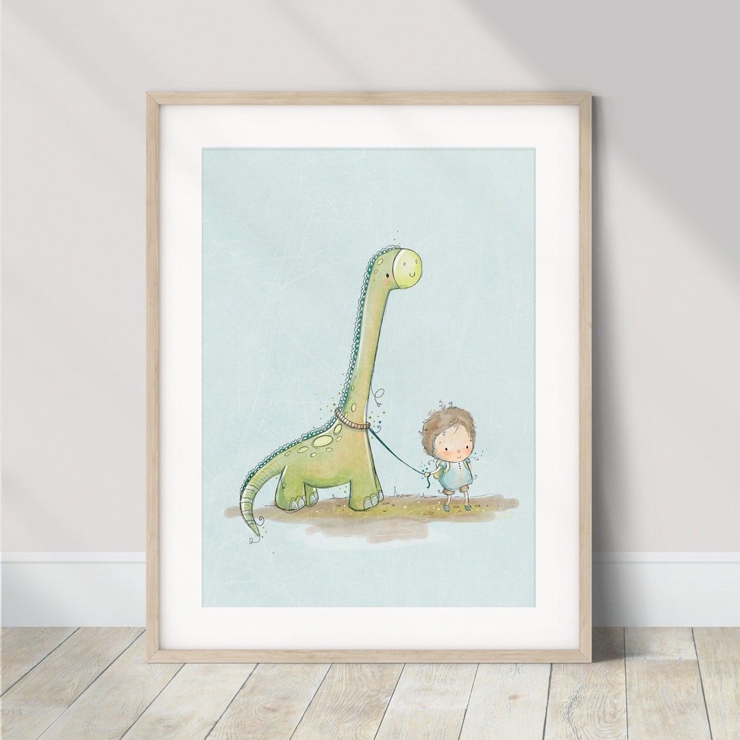 Watercolor Brontosaurus Print | Baby Boy Nursery Art - Etsy