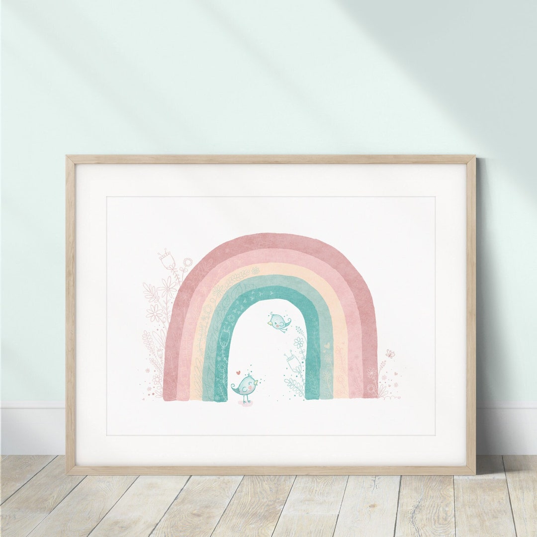 Pastel Rainbow Art Print | Whimsical Watercolour Wall Art | Soft ...