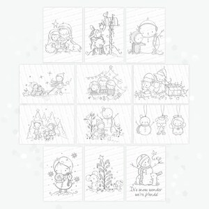 Christmas Digital Stamps, Whimsical Holiday Stamps, Snowman Digital ...