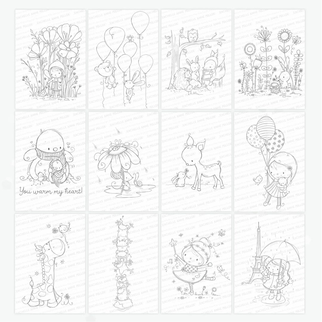 Whimsical and Cute Digital Stamps, Cute Animal Stamps, Digital Download ...