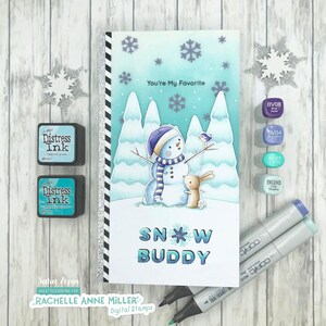 Christmas Digital Stamps, Whimsical Holiday Stamps, Snowman Digital ...