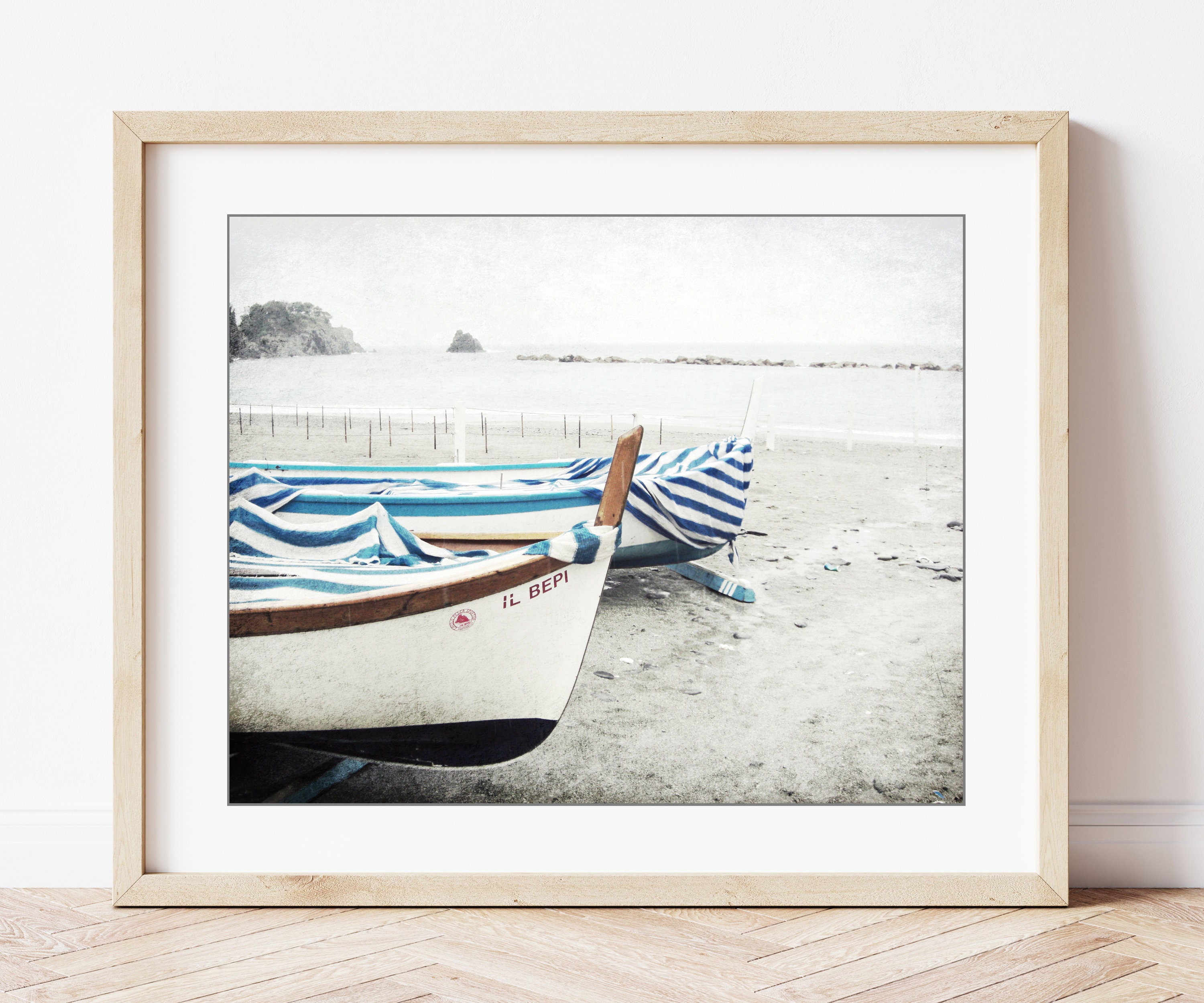 Nautical Photography Print Wooden Fishing Boat Wall Art Blue | Etsy