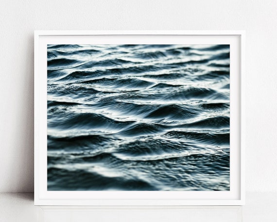 Ocean Photography Print Water Ripples Dark Indigo Blue Wall | Etsy