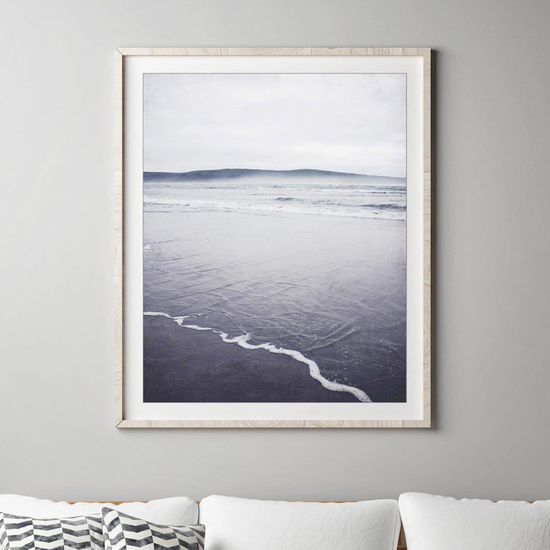 Gray Blue Beach Photography, Coastal Decor, Gray Wall Art, Beach Wall ...
