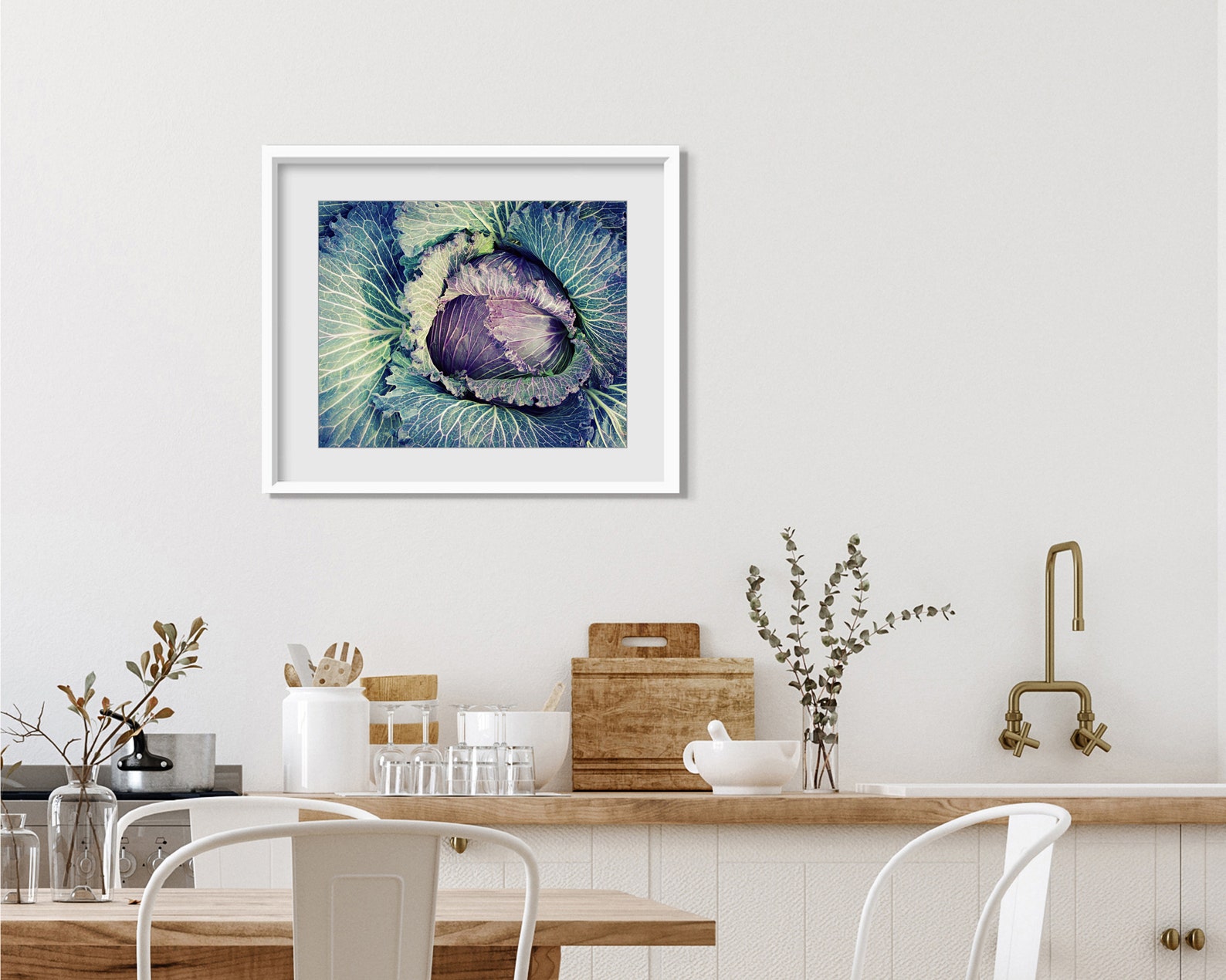 Purple Cabbage Print, Food Photography, Farmhouse Kitchen Wall Art ...