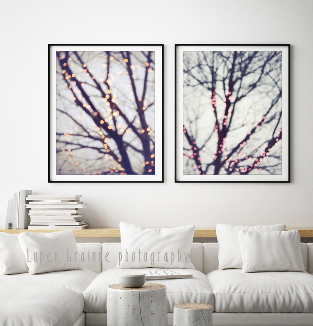 Tree Photography Print Set - Sparkle Lights, Nature Photography, Tree ...