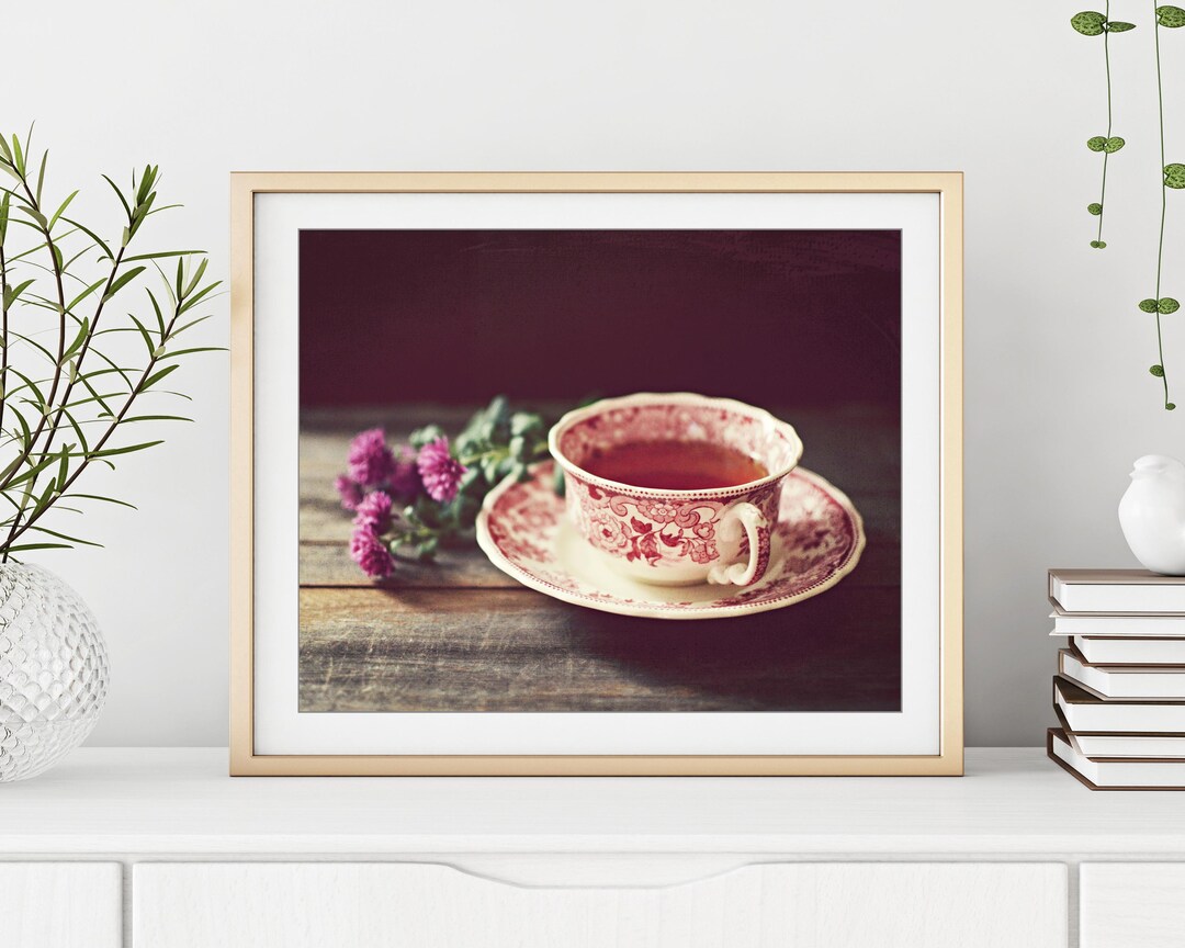 Tea Cup Still Life Print Kitchen Wall Art Flowers Country Antique Style ...