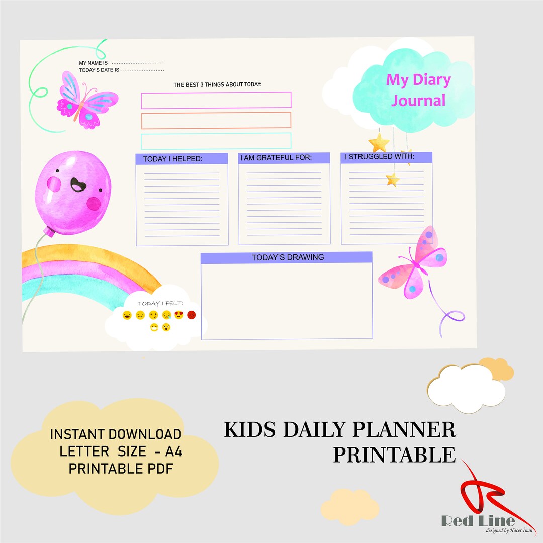 Digital Download Kids Daily Journal Printable Journal for Kids Diary ...