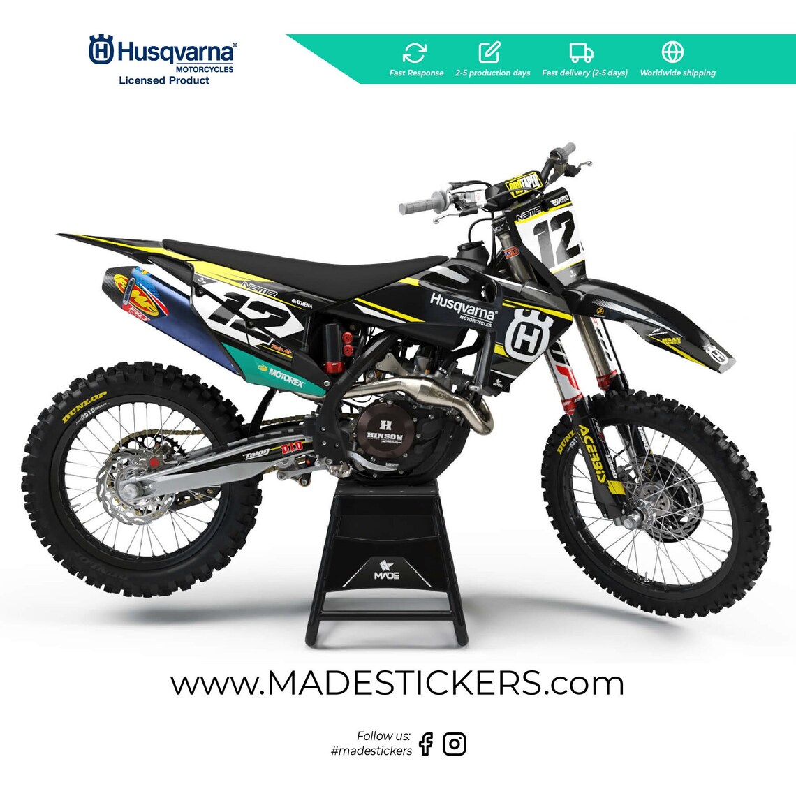 Husqvarna TC/FC Spike Black Custom Motocross Graphics Premium Quality ...